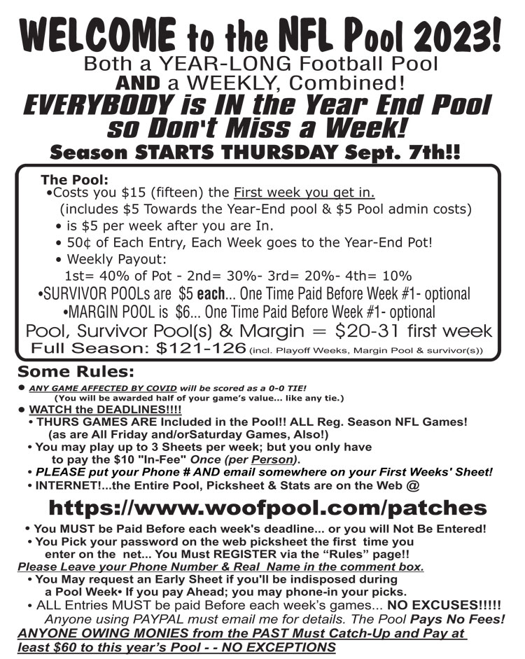 Patches 2023 NFL Pool Rules Patches 2023 NFL Pool Rules